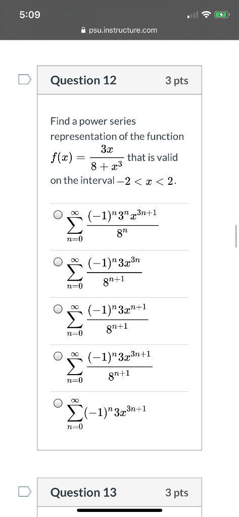 Solved 5:09 A psu.instructure.com Question 12 3 pts Find a | Chegg.com
