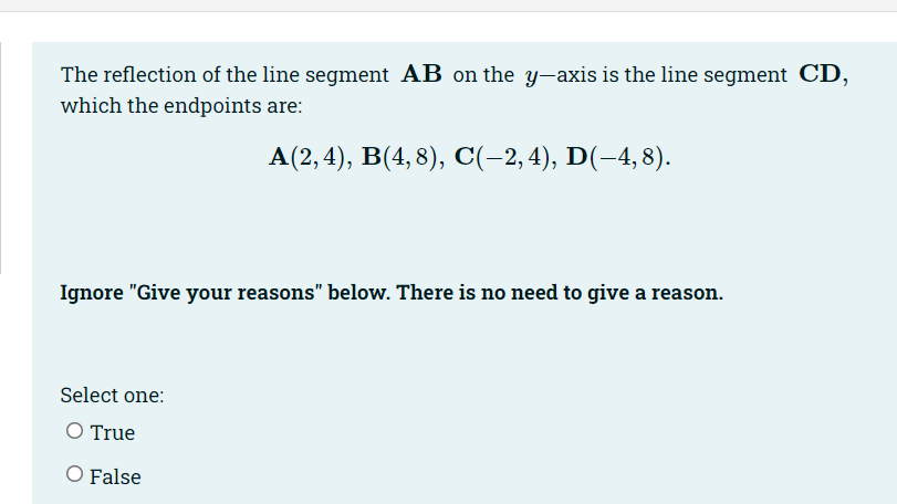 Solved The reflection of the line segment ABAB on the | Chegg.com