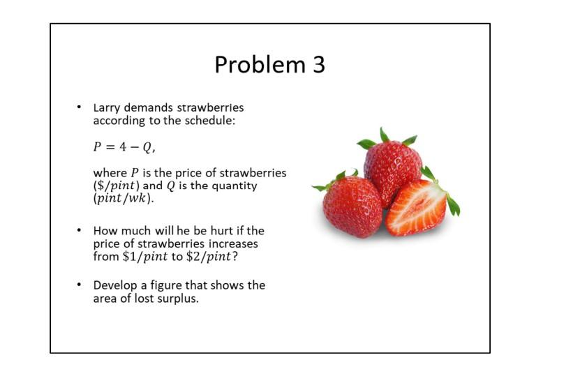 Solved Problem 3 - Larry demands strawberries according to | Chegg.com