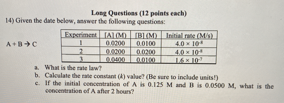 Solved Long Questions (12 points each) 14) Given the date | Chegg.com