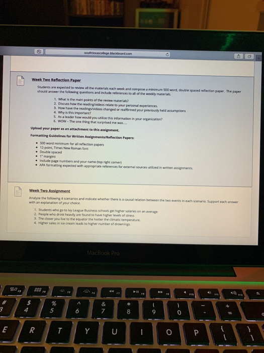 Week Two Reflection Paper 500 word, double spaced | Chegg.com