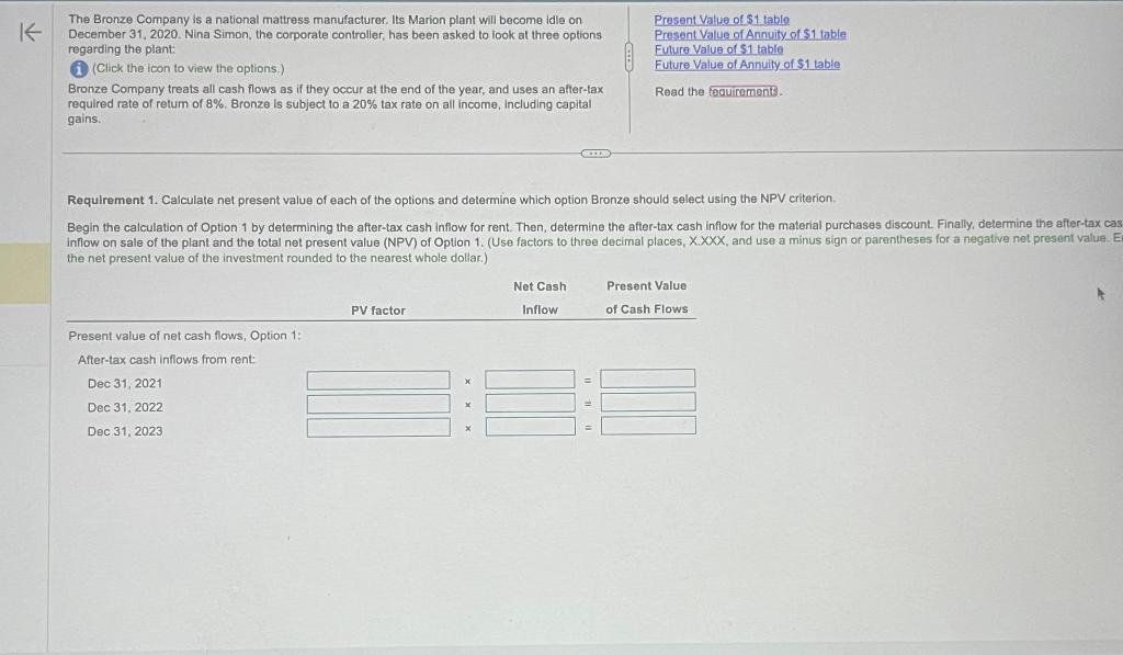 Solved Requirements 1. Calculate net present value of each | Chegg.com