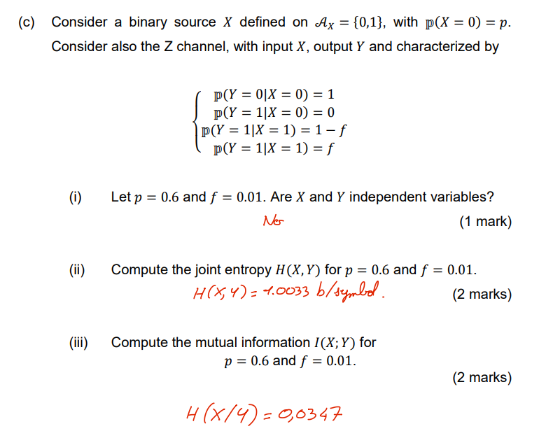 Solved (c) Consider a binary source X defined on AX={0,1}, | Chegg.com