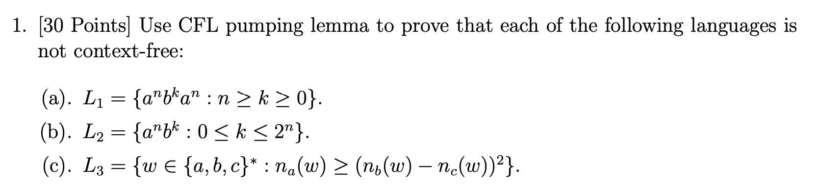 Solved Use CFL pumping lemma to prove that each of the | Chegg.com