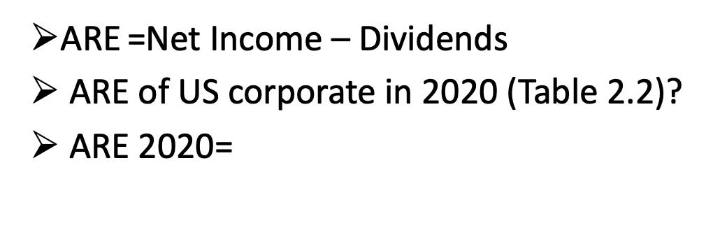 Solved ⇒ARE= Net Income - Dividends ARE of US corporate in | Chegg.com