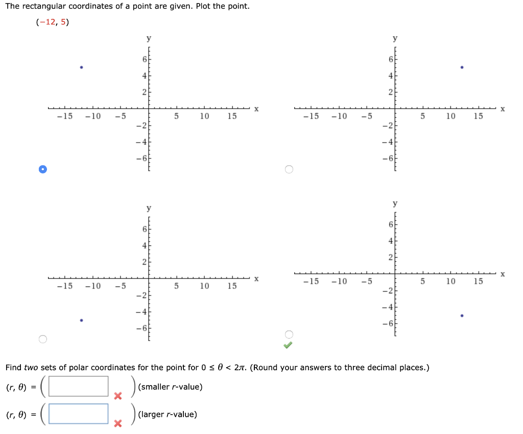 Solved The rectangular coordinates of a point are given. | Chegg.com