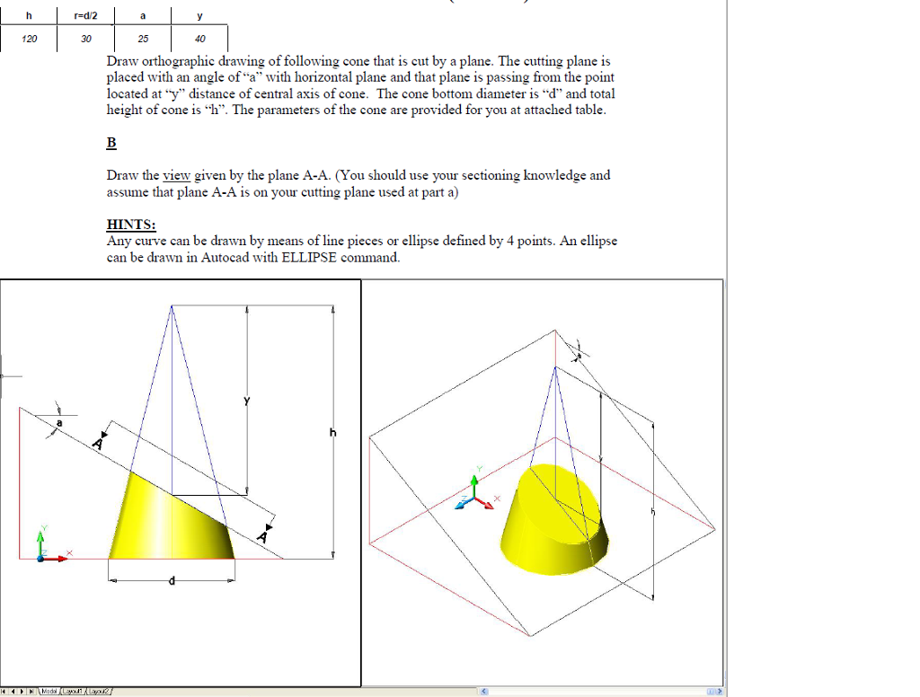 r-d/2 120 30 25 40 Draw orthographic drawing of | Chegg.com