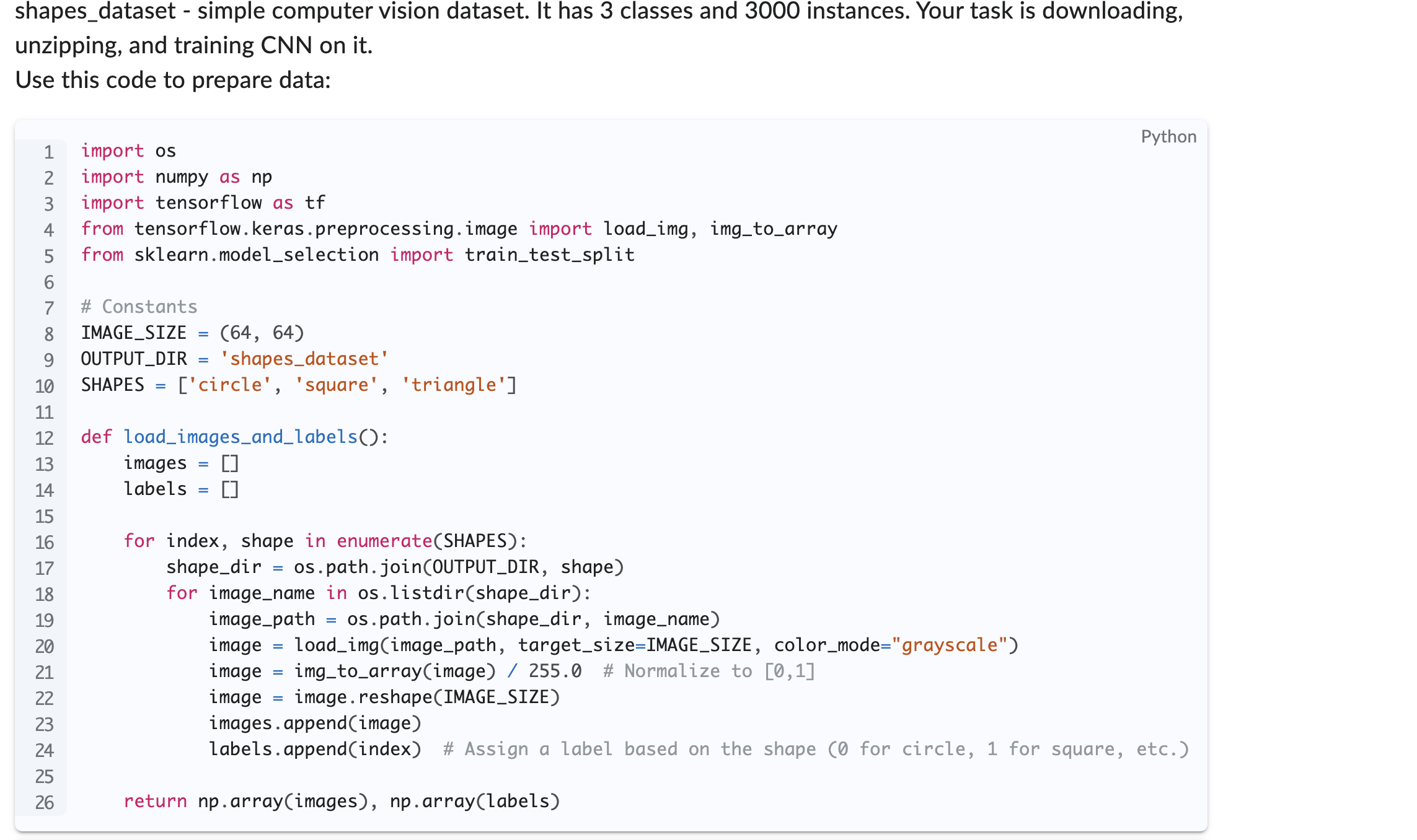 Solved shapes_dataset - ﻿simple computer vision dataset. It | Chegg.com