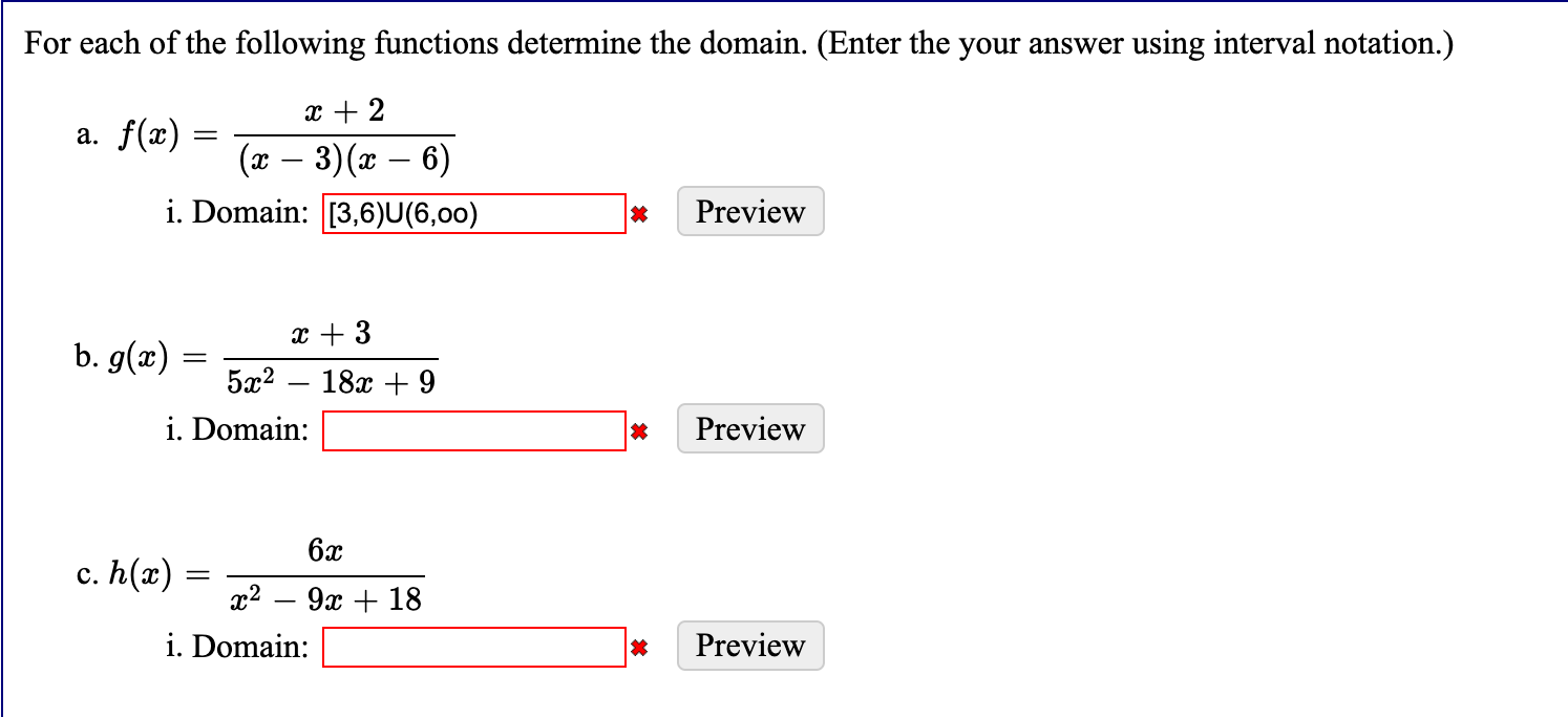 Solved For each of the following functions determine the | Chegg.com