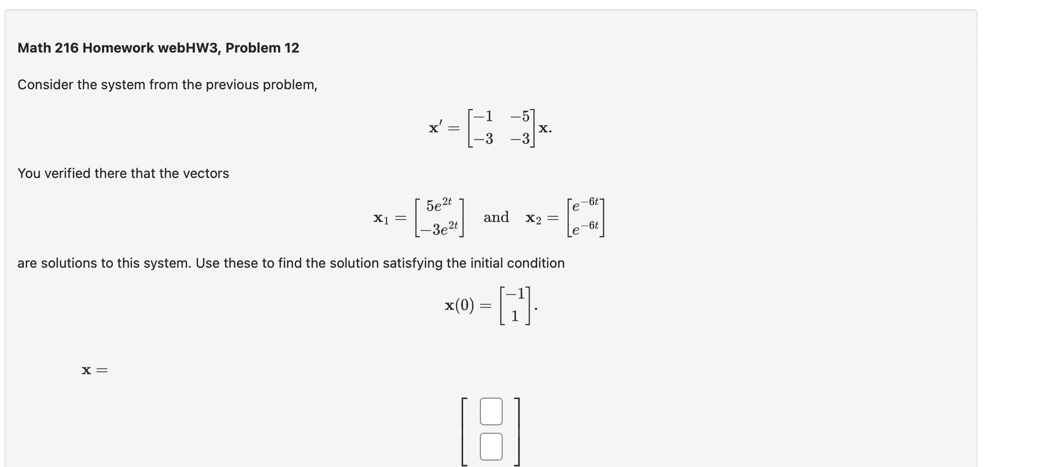 Solved Math 216 Homework webHW3, Problem 12 Consider the | Chegg.com