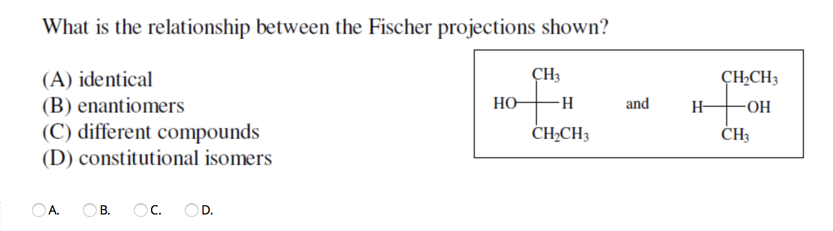 Solved What is the relationship between the Fischer | Chegg.com