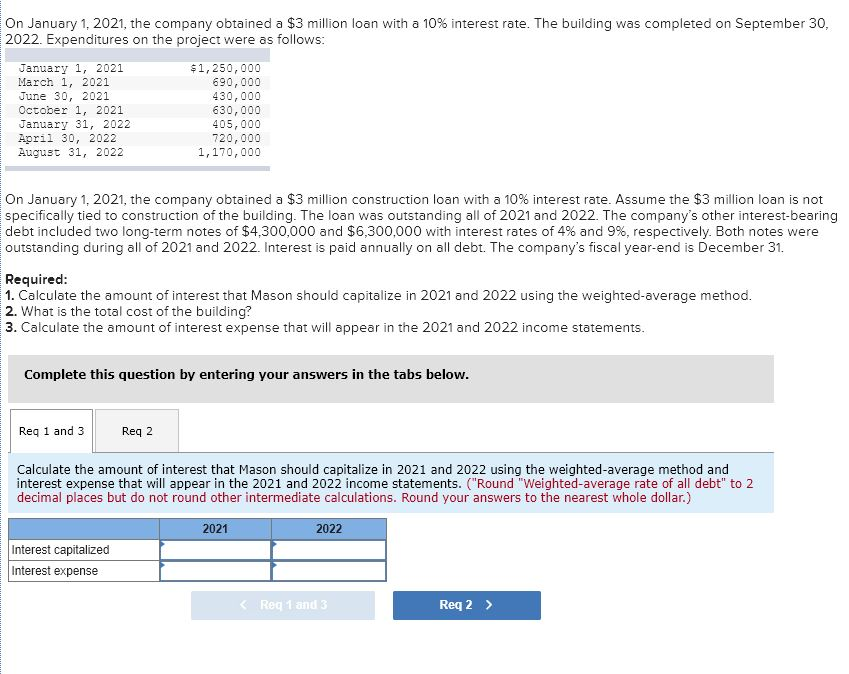Solved On January 1, 2021, the company obtained a $3 million | Chegg.com