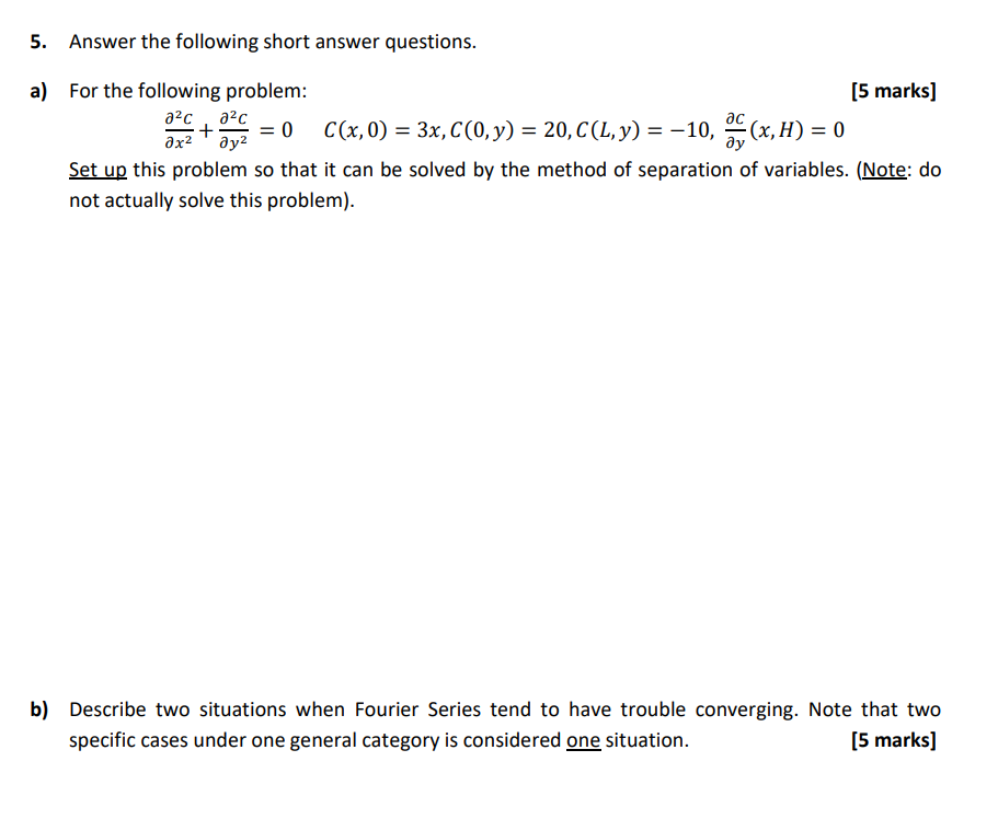 Solved 5. Answer the following short answer questions. a) | Chegg.com