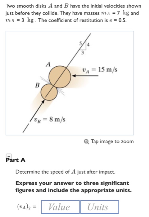 Solved Two smooth disks A and B have the initial velocities | Chegg.com
