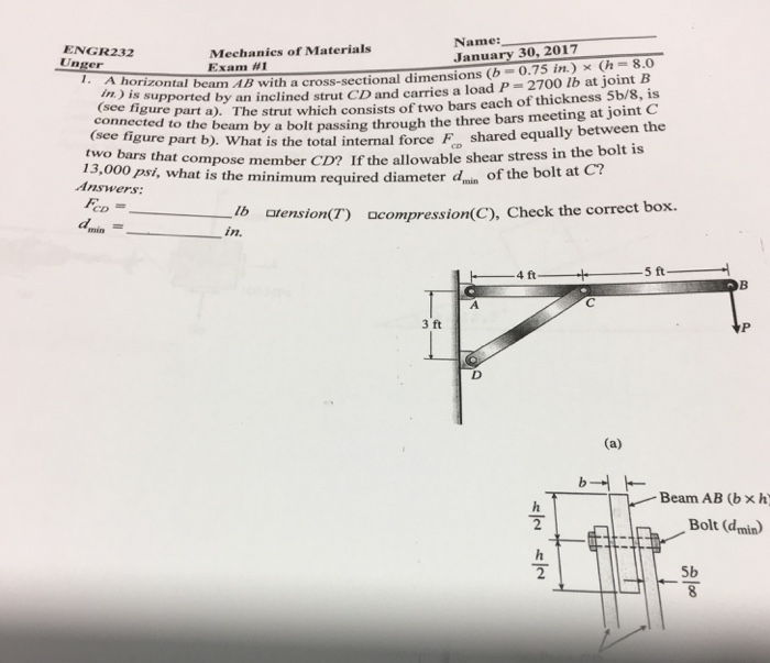 Solved A horizontal beam AB with a cross-sectional | Chegg.com