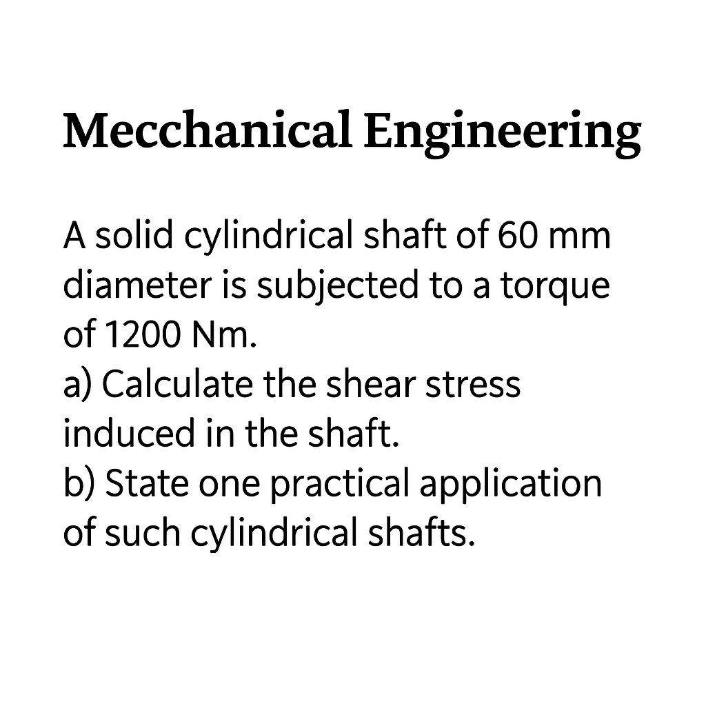 Solved Mecchanical EngineeringA solid cylindrical shaft of | Chegg.com