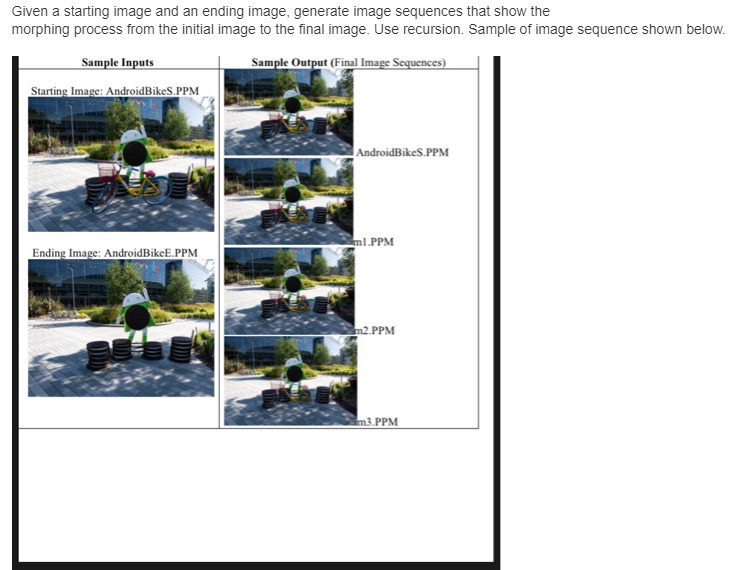 Given a starting image and an ending image, generate | Chegg.com