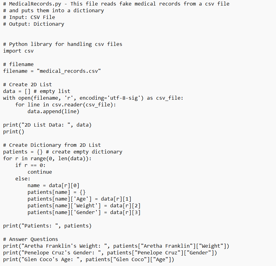 Solved Need help on Python program. It calls on an Excel | Chegg.com