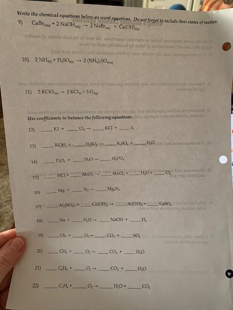 Solved Write the chemical equations below as word equations. | Chegg.com