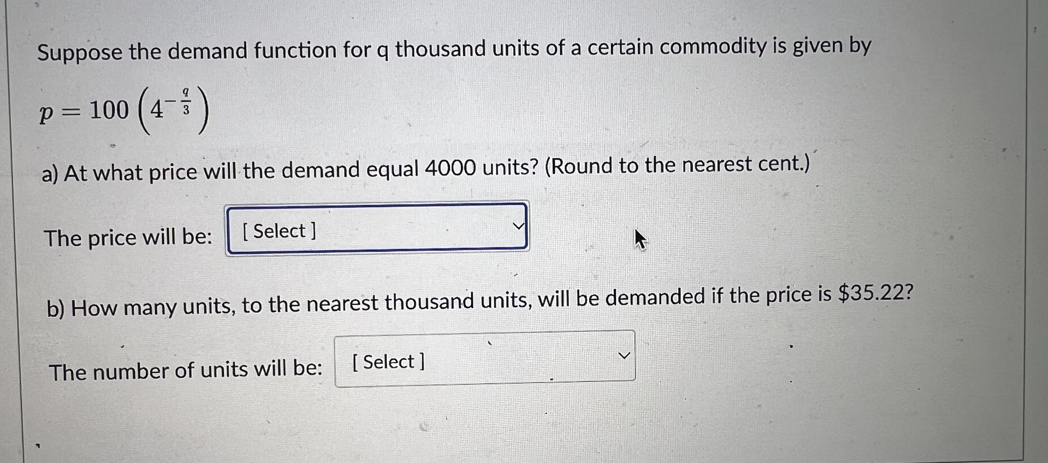 Solved Suppose the demand function for q thousand units of a | Chegg.com