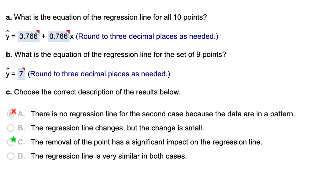 Solved a. Using the pairs of values for all 10 points, find | Chegg.com