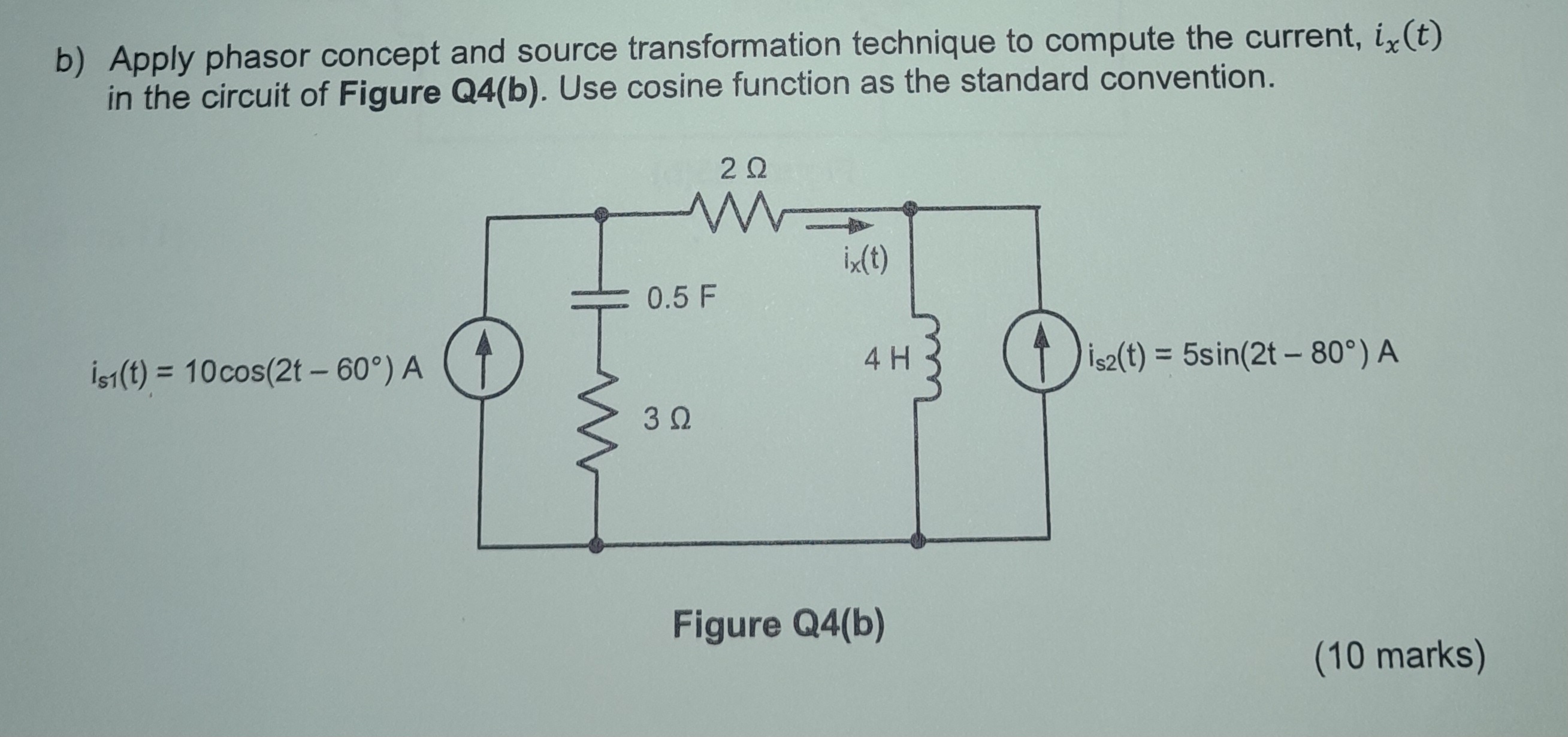 Solved b) Apply phasor concept and source transformation | Chegg.com