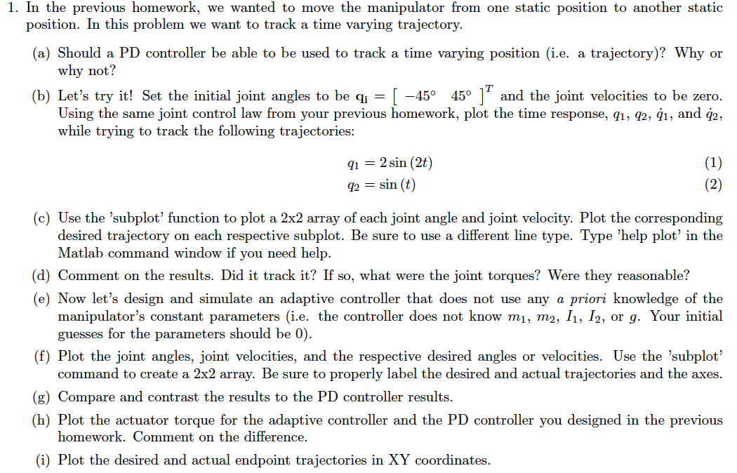 In the previous homework, we wanted to move the | Chegg.com