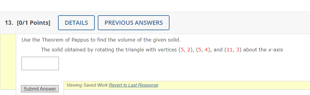 Solved Use the Theorem of Pappus to find the volume of the | Chegg.com