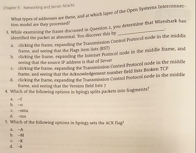 Solved Chapter 5 Networking and Server Attacks a topes of | Chegg.com