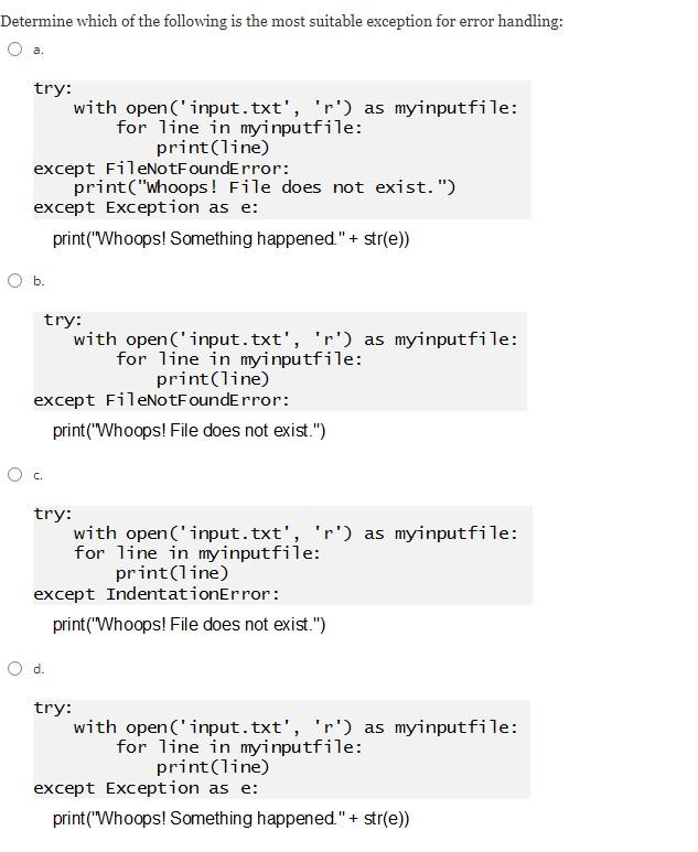 Solved a. try: with open ('input.txt', ' r ') as | Chegg.com