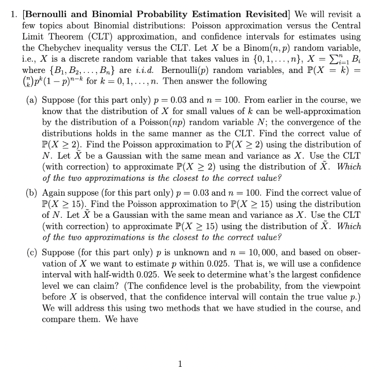 Solved [Bernoulli and Binomial Probability Estimation | Chegg.com