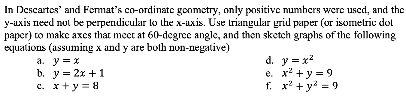 Solved In Descartes' and Fermat's co-ordinate geometry, only | Chegg.com
