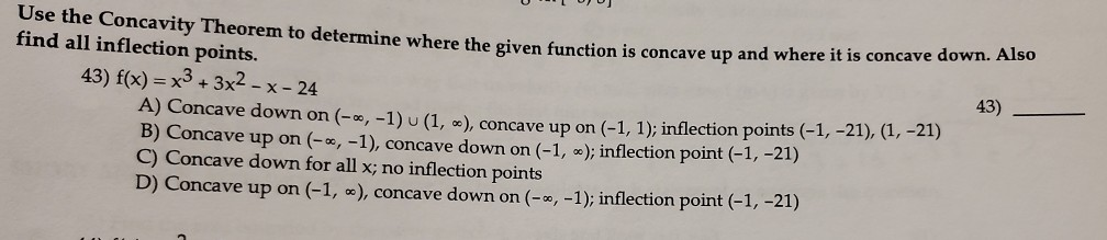 Solved UL7J Use the Concavity Theorem to determine where the | Chegg.com