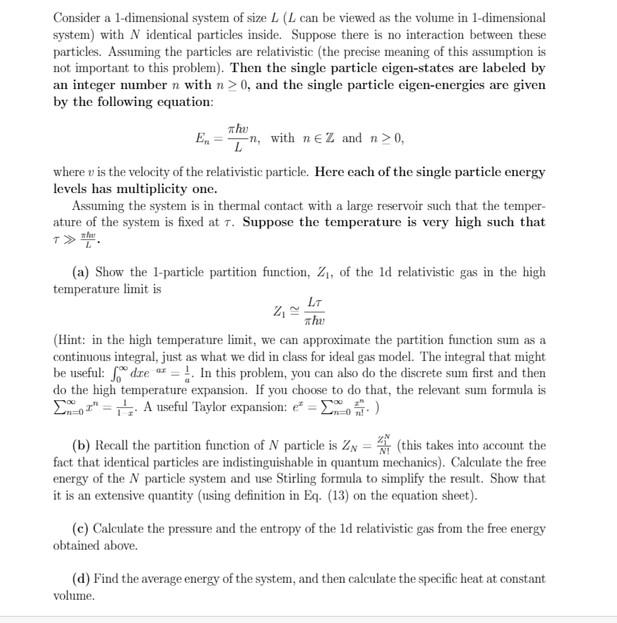 Solved Consider a 1-dimensional system of size L (L can be | Chegg.com