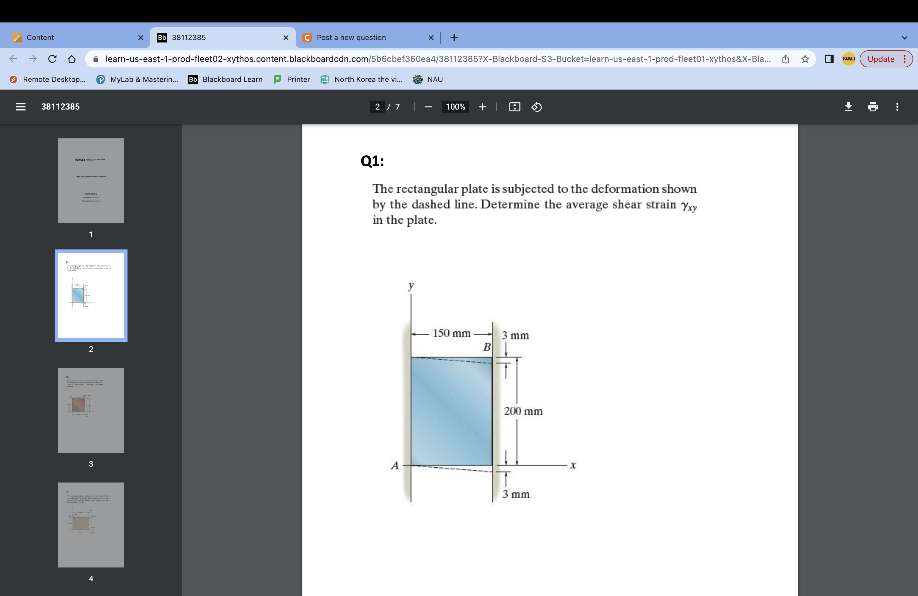 The rectangular plate is subjected to the deformation | Chegg.com