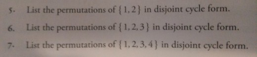 Solved 5. List the permutations of {1,2} in disjoint cycle | Chegg.com