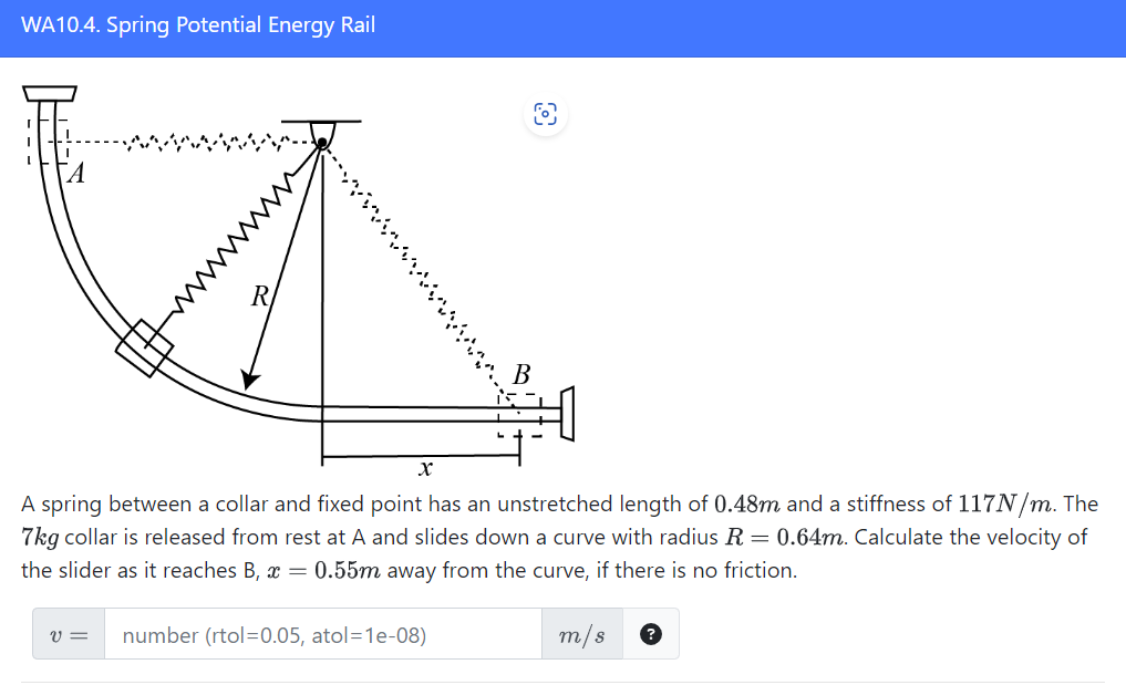 Solved WA10.4. Spring Potential Energy Rail A spring between | Chegg.com