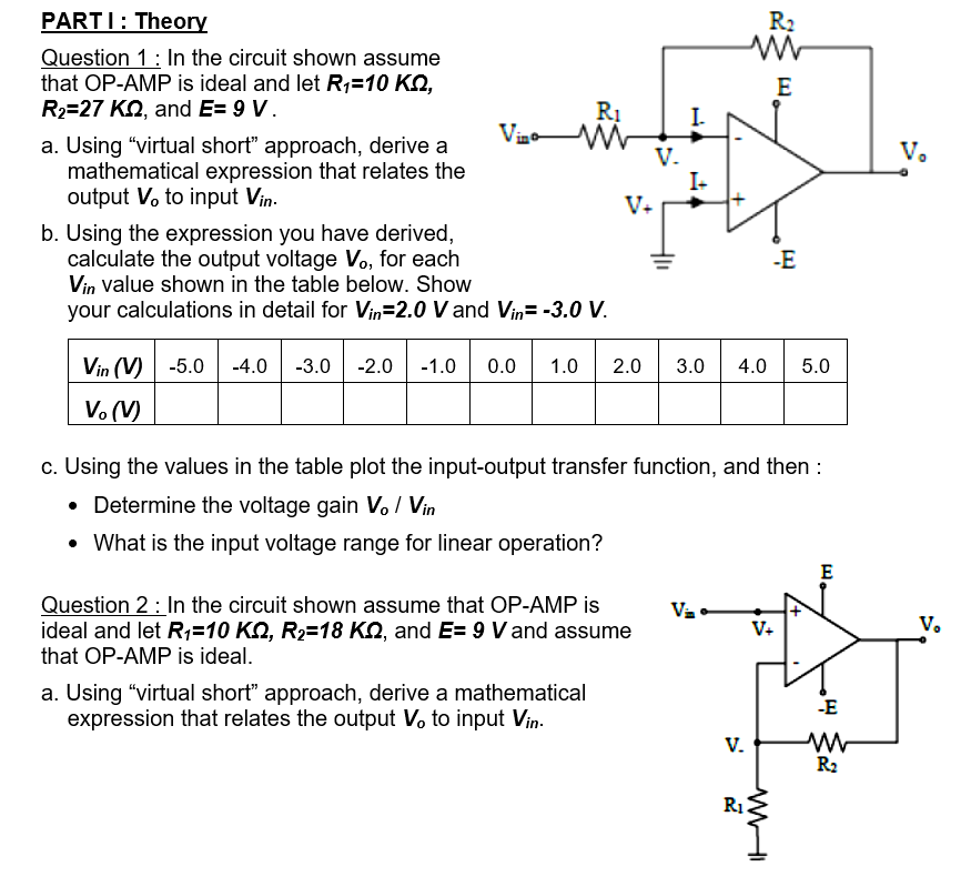 Solved Question 1 ﻿: In the circuit shown assume that OP-AMP | Chegg.com