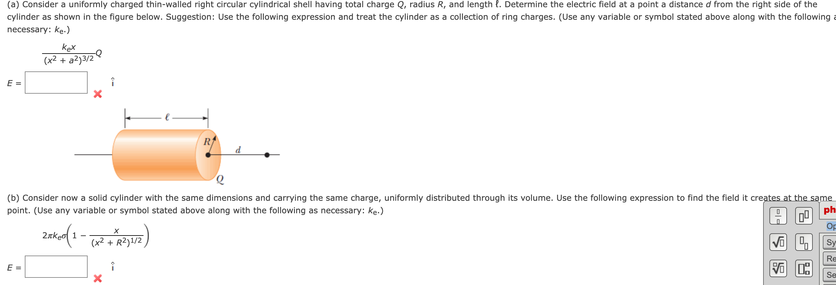Solved (a) Consider a uniformly charged thin-walled right | Chegg.com