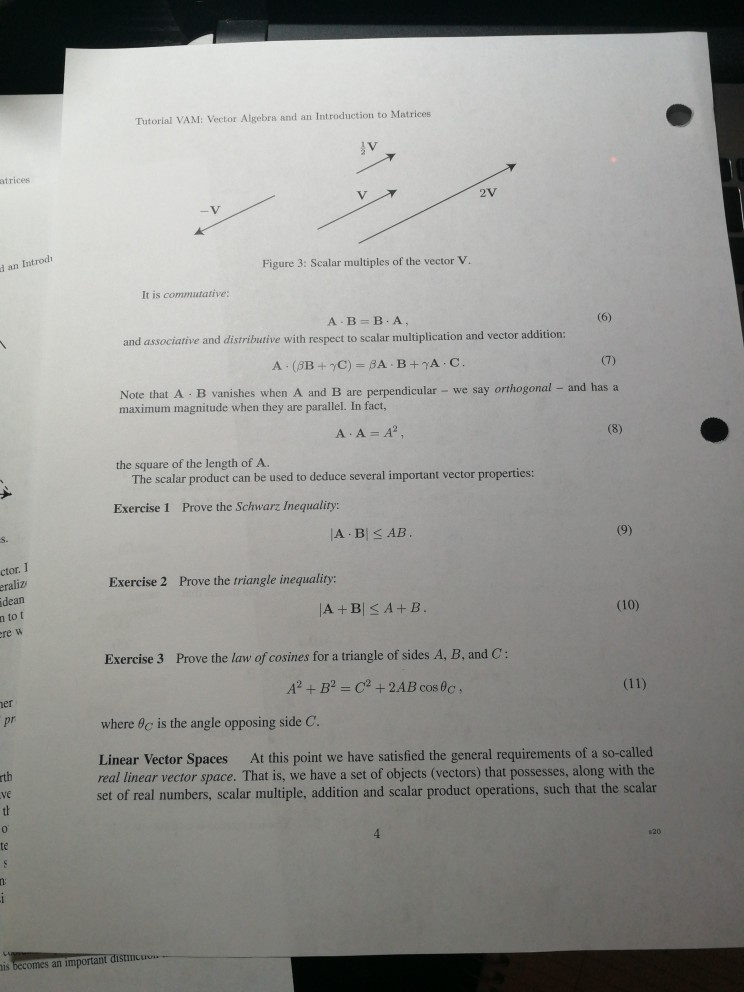 Solved Tutorial VAM: Vector Algebra and an Introduction to | Chegg.com