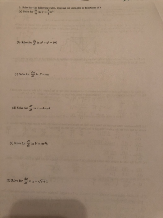 Solved 2. Solve for the following rates, treating all | Chegg.com