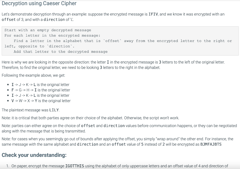 Solved 4.21 LAB: Caesar Cipher Introduction This lab is | Chegg.com
