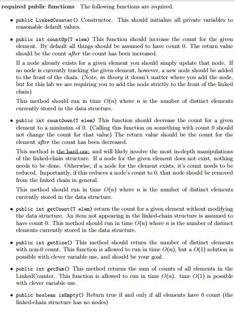 Solved 3 Requirements 3.1 CountNode The countNode class | Chegg.com