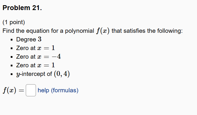 Solved Problem 21. (1 point) Find the equation for a | Chegg.com
