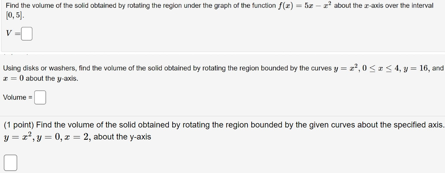 Solved Find the volume of the solid obtained by rotating the | Chegg.com