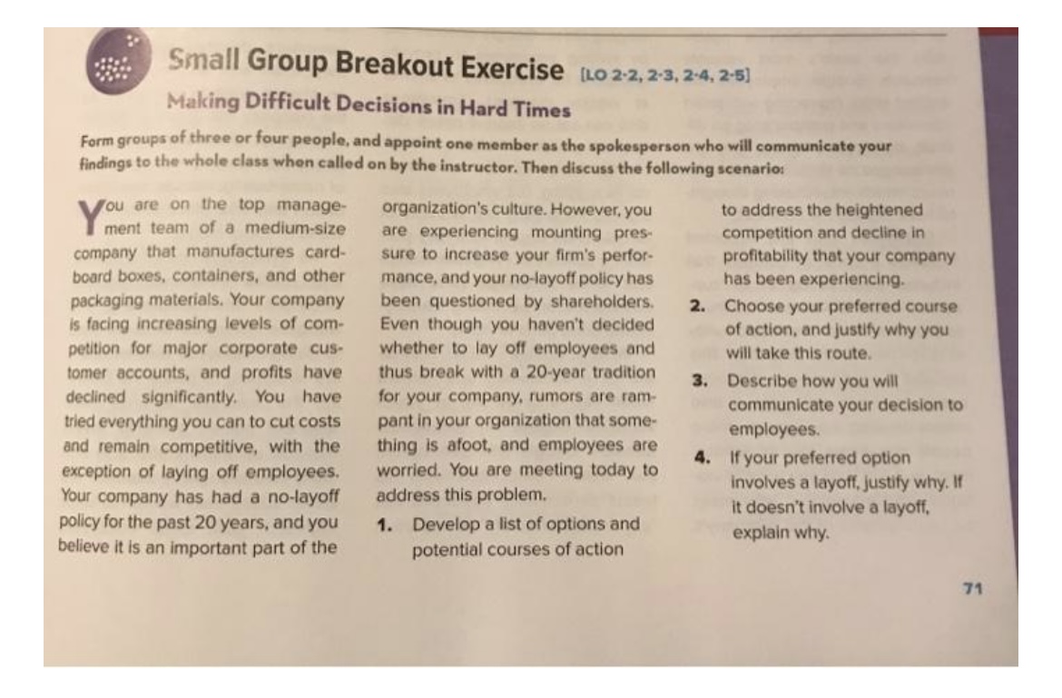 Solved Small Group Breakout Exercise | Chegg.com