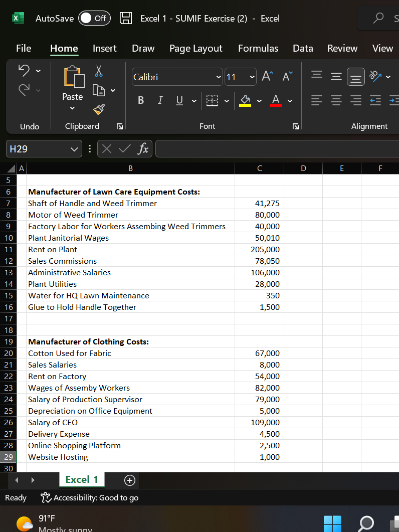 Solved Download attached Excel workbook. Classify | Chegg.com