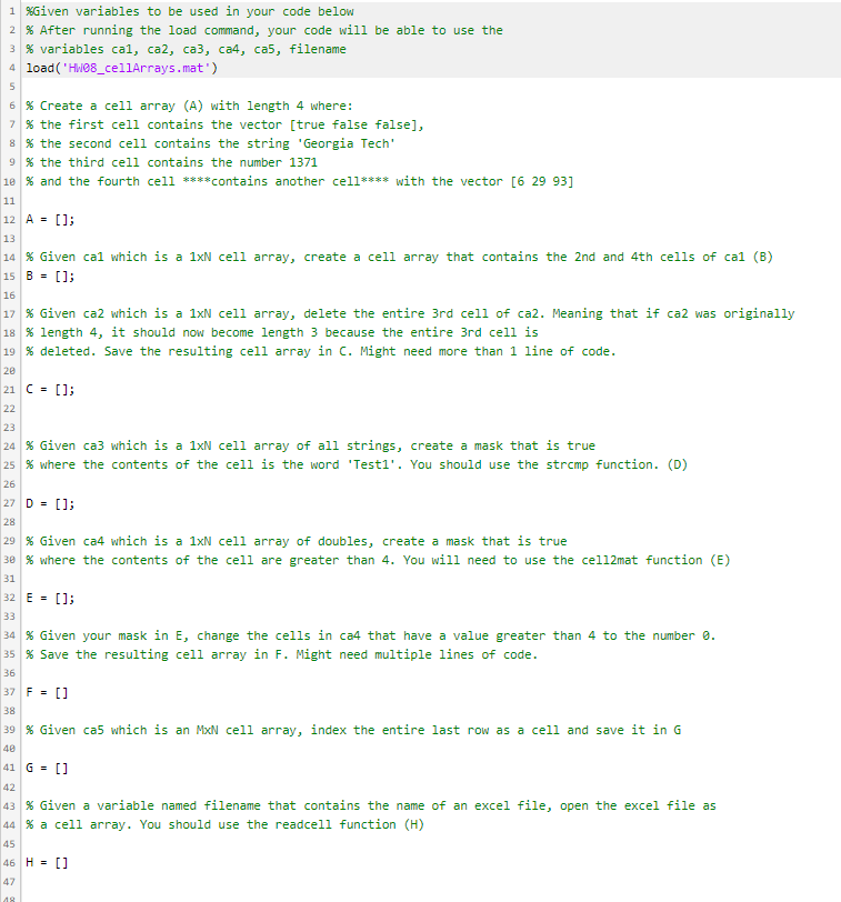 1 %Given variables to be used in your code below 2 % | Chegg.com