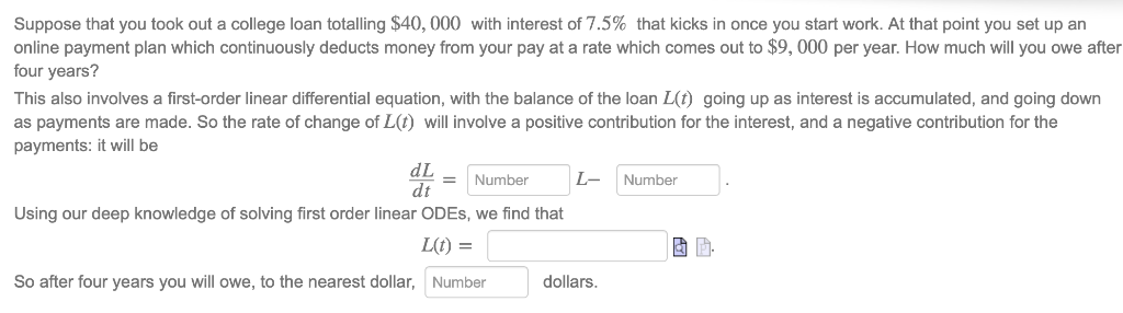 Solved Suppose that you took out a college loan totaling | Chegg.com