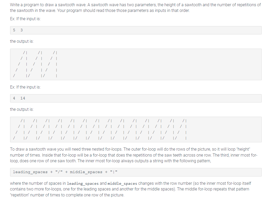 Solved Write a program to draw a sawtooth wave. A sawtooth | Chegg.com